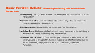 Puritan literature overview | PPTX