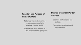 Puritan literature overview | PPTX