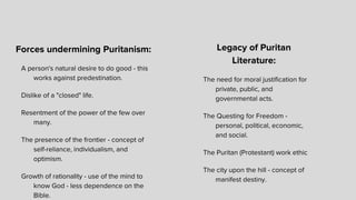 Puritan literature overview | PPTX