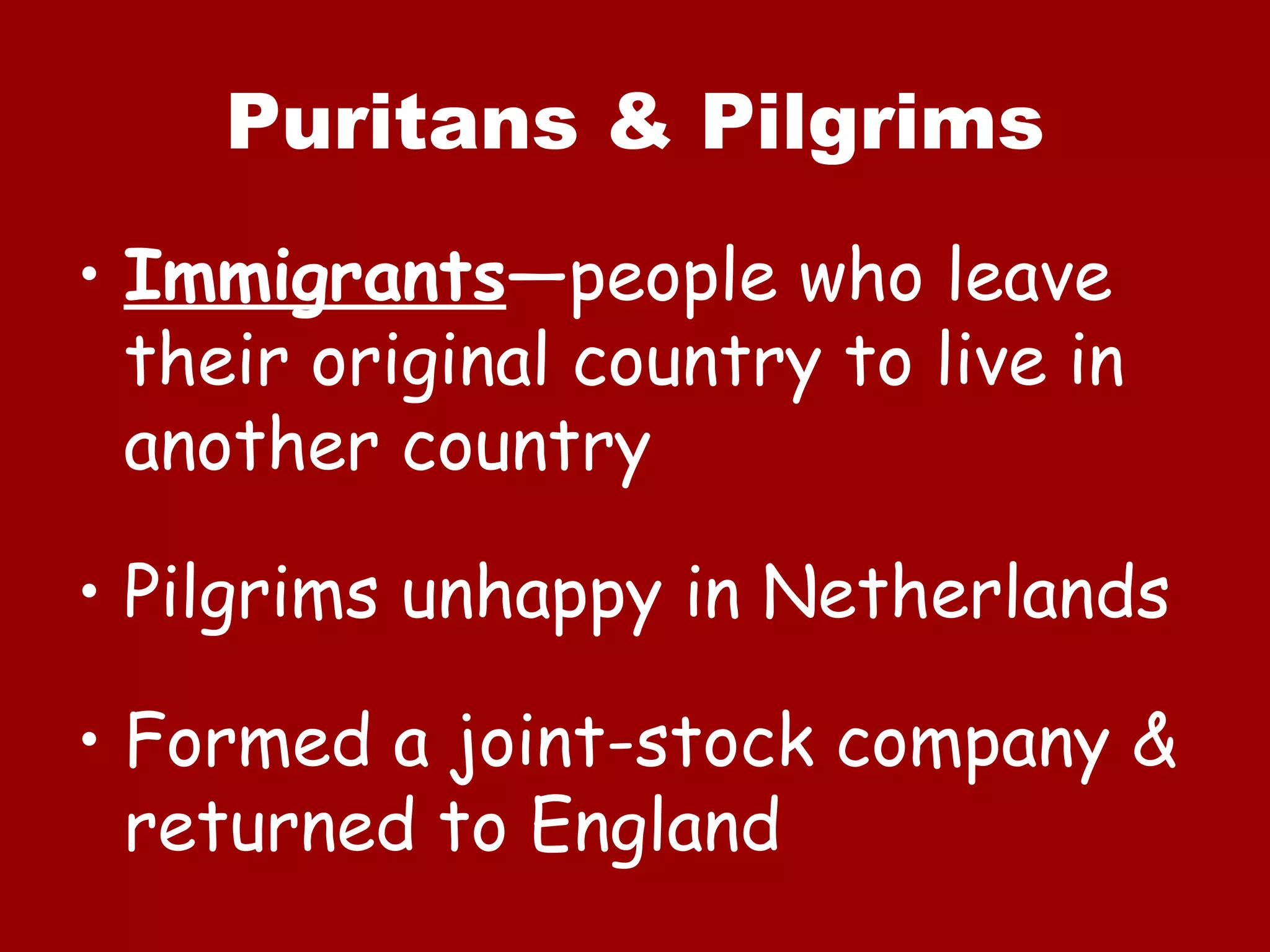 Puritans and pilgrims | PPT