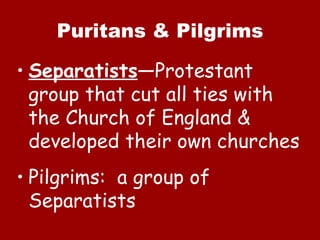 Puritans and pilgrims | PPT