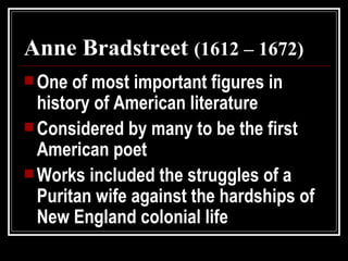 Puritan Tradition & Anne Bradstreet | PPT