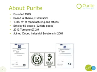 Purite: Water purification capabilities for brewing and distilling | PPTX