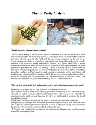 Purity test analysis | PDF