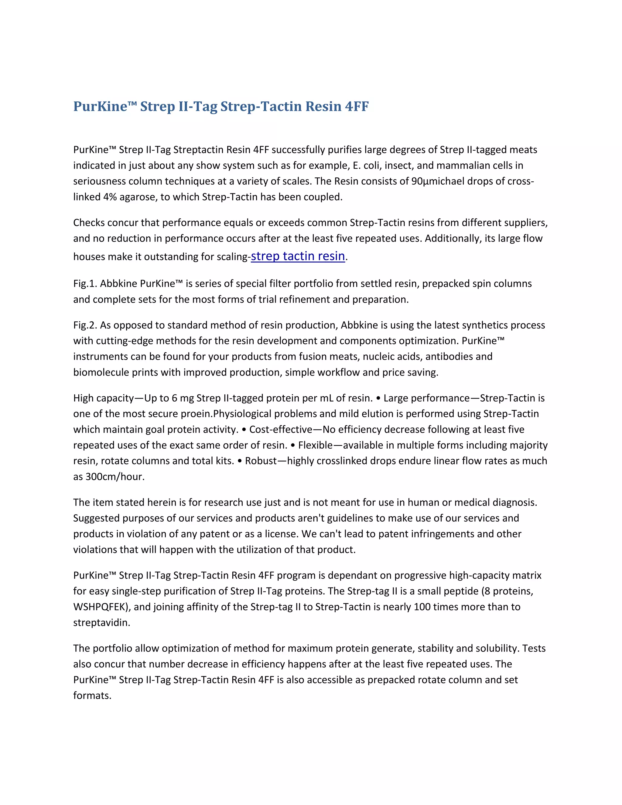 Pur kine™ strep ii tag strep-tactin resin 4ff | PDF