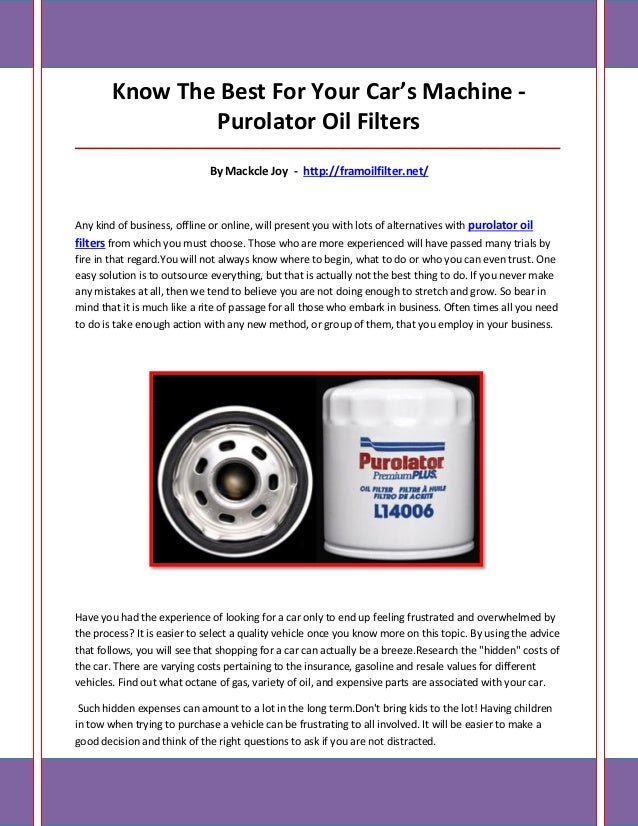 Purolator oil filters