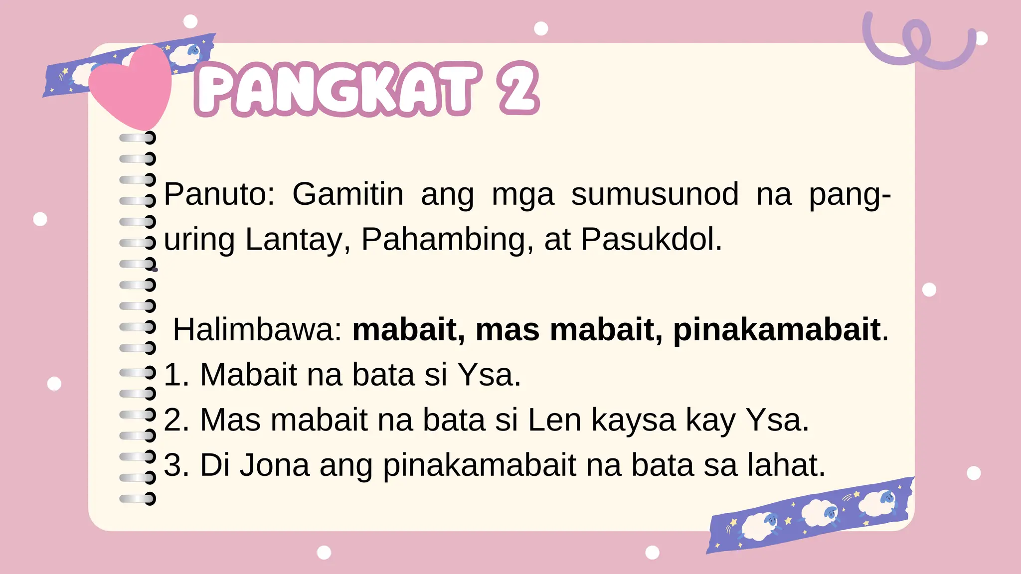 Pang-uring lantaym, Pamhambing at Pasukdol | PDF