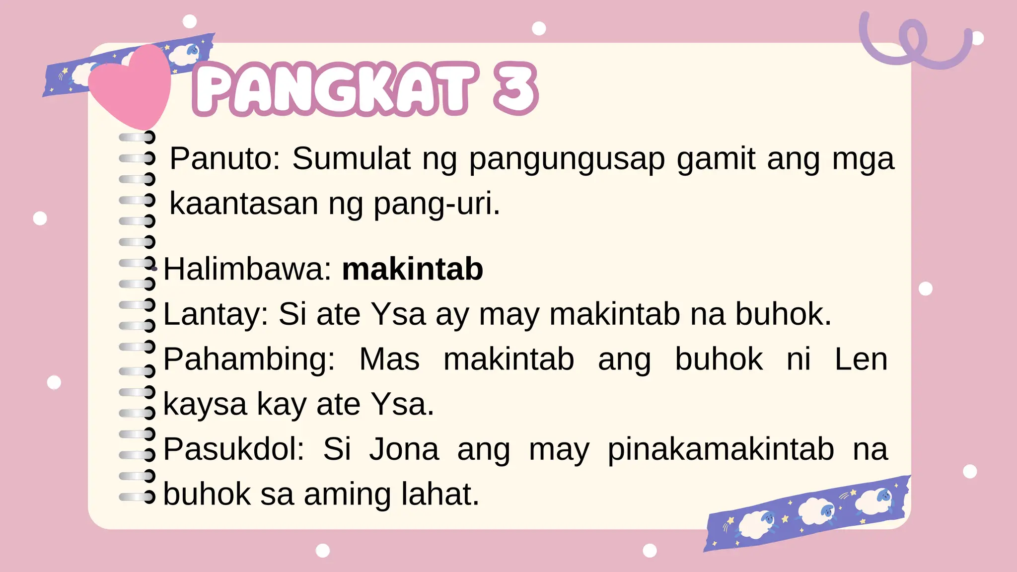 Pang-uring lantaym, Pamhambing at Pasukdol | PDF