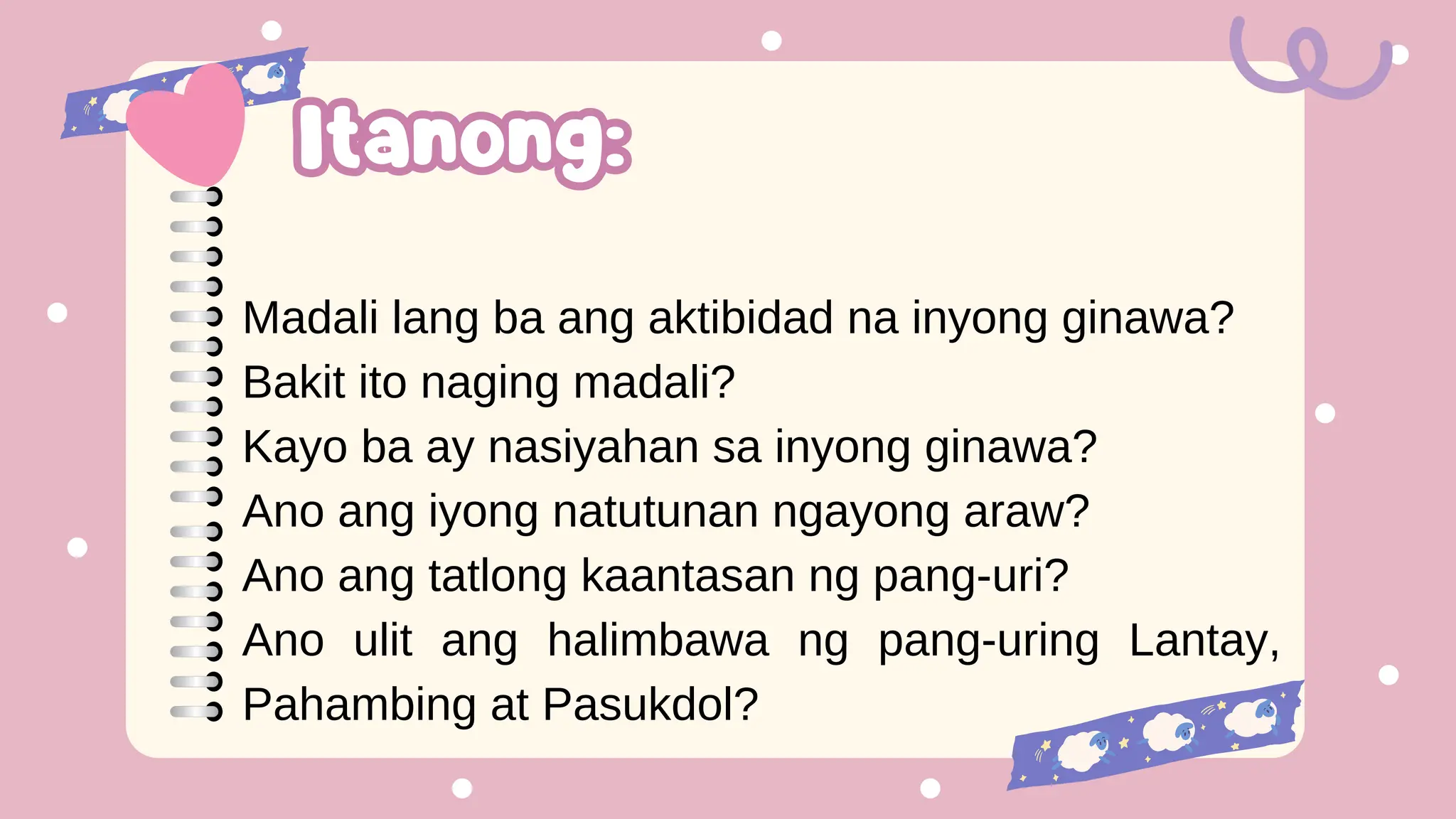 Pang-uring lantaym, Pamhambing at Pasukdol | PDF