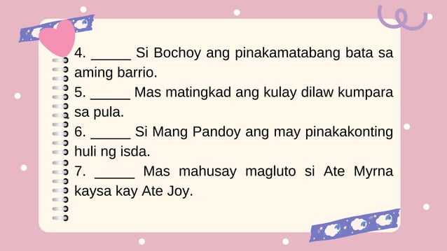 Pang-uring lantaym, Pamhambing at Pasukdol | PDF