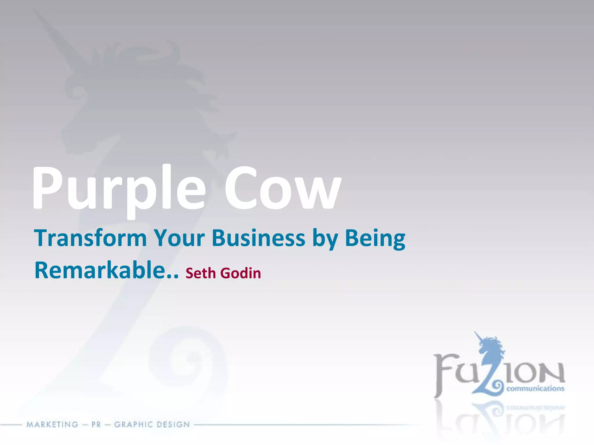 Purple Cow PR Course | PPT | Business | Business and Finance