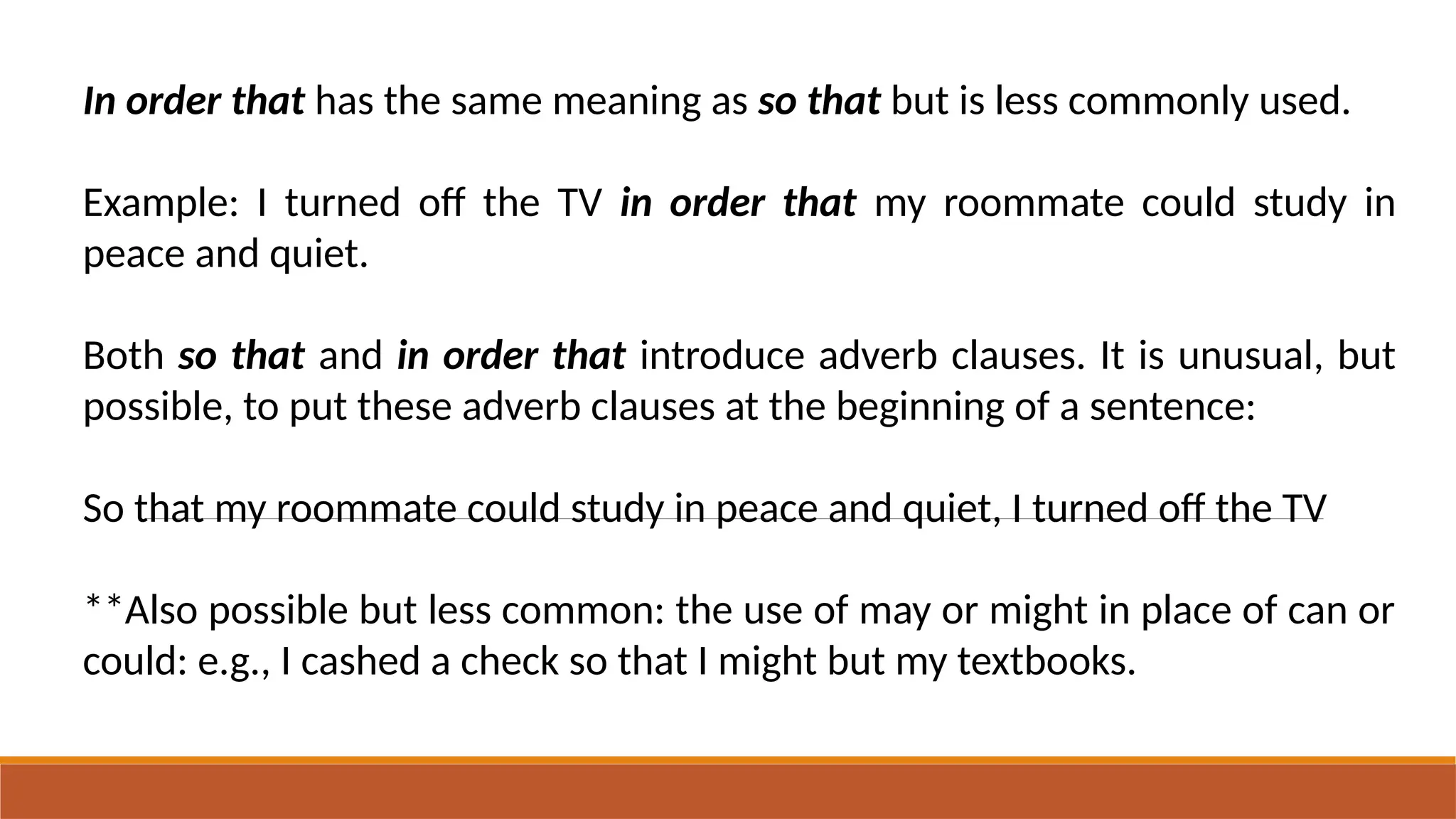 Showing Purpose between two clauses in english | PPT