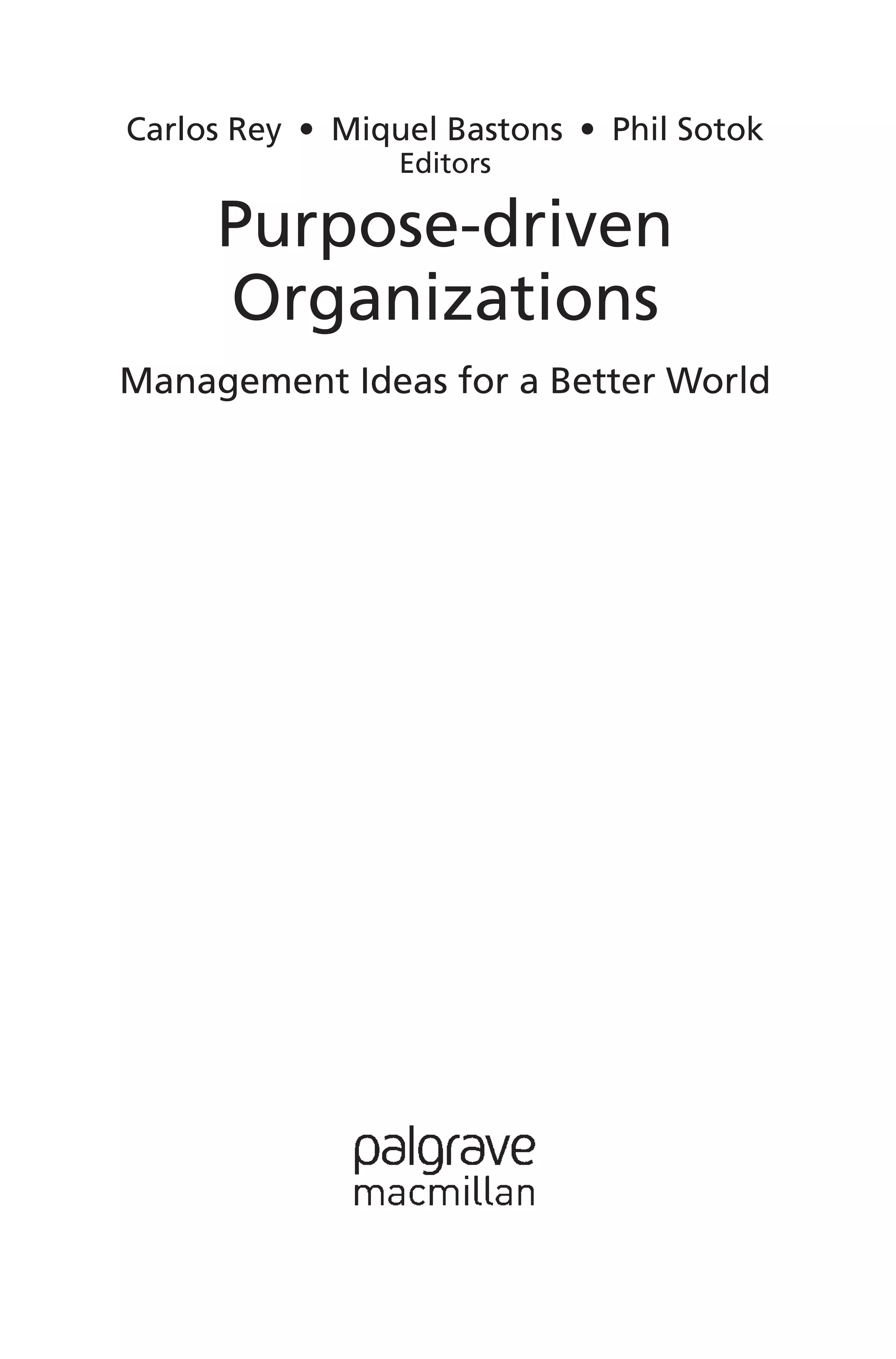 Purpose-driven organizations management. Ideas for a better world | PDF