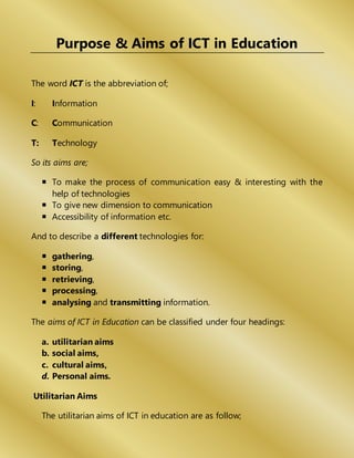 Aims of ICT in Education | DOCX