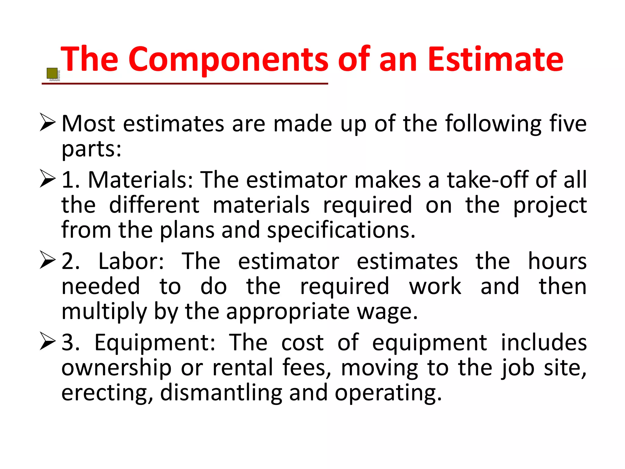 Purpose and importance of estimate | PPTX