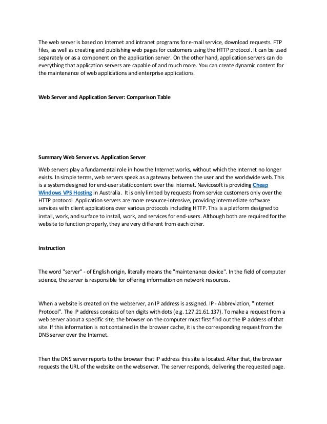 Purpose and principles of web server and application server | PDF