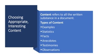 Purpose, audience, tone, and content | PPTX