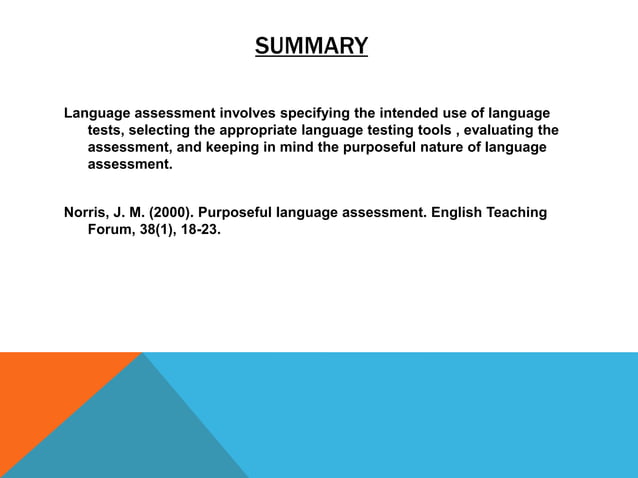 Purposeful language assessement | PPT