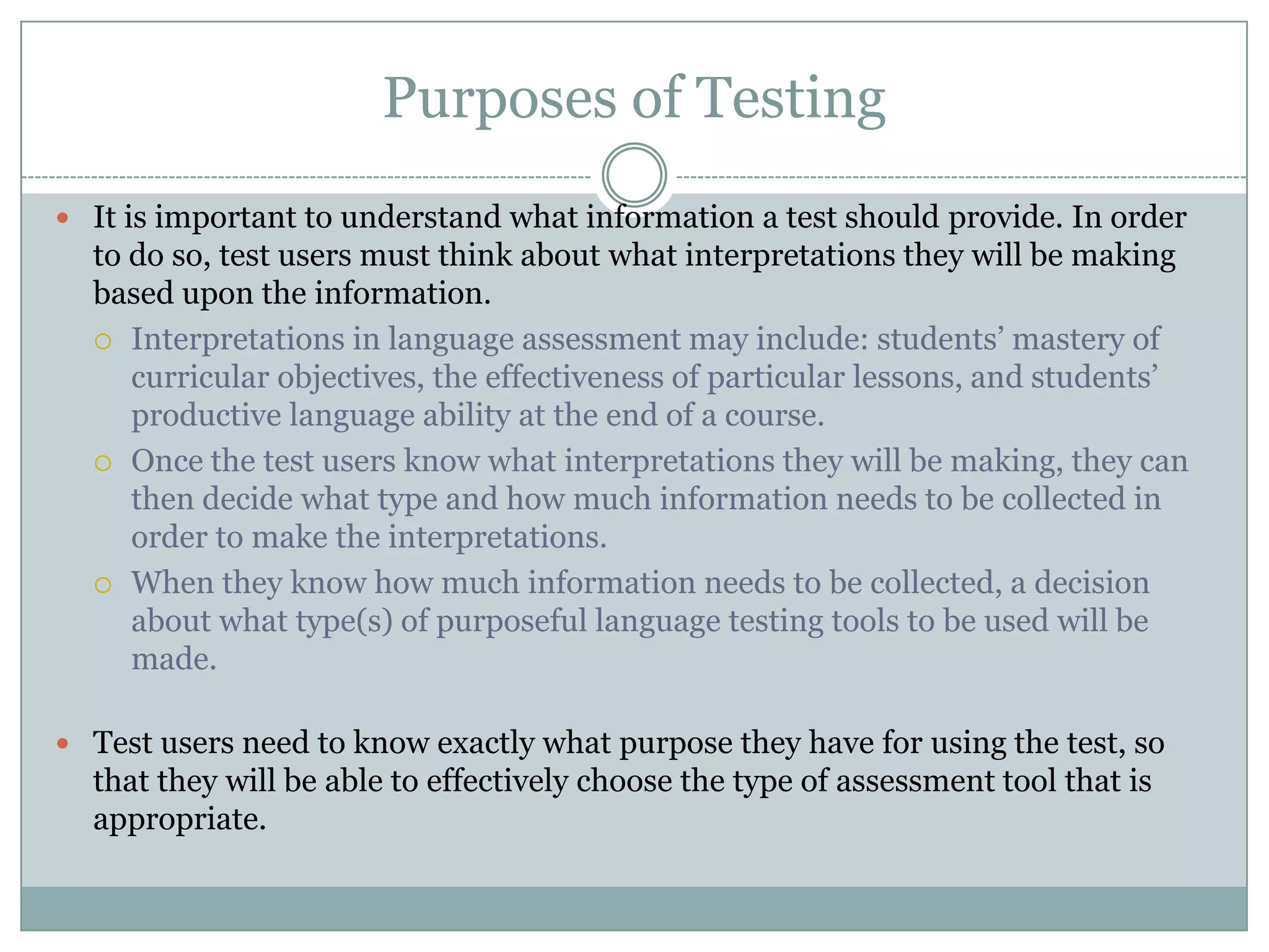 Purposeful Language Assessment | PPT