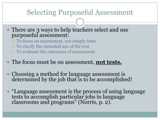 Purposeful Language Assessment | PPTX