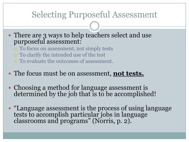 Purposeful Language Assessment | PPT