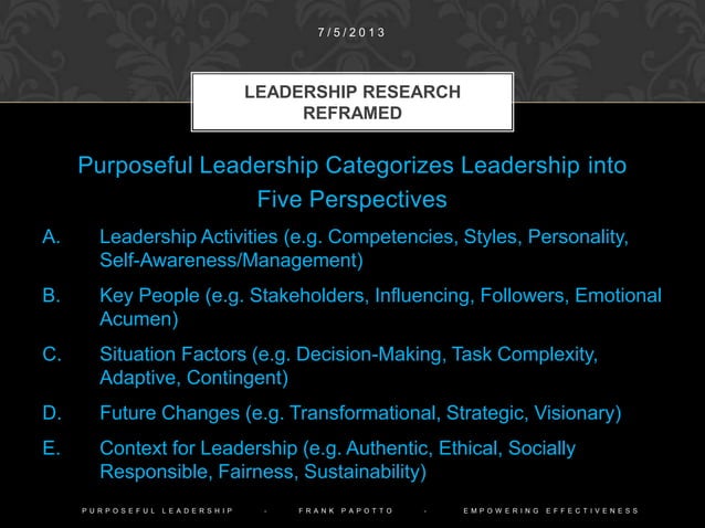 Purposeful Leadership Framework | PPT