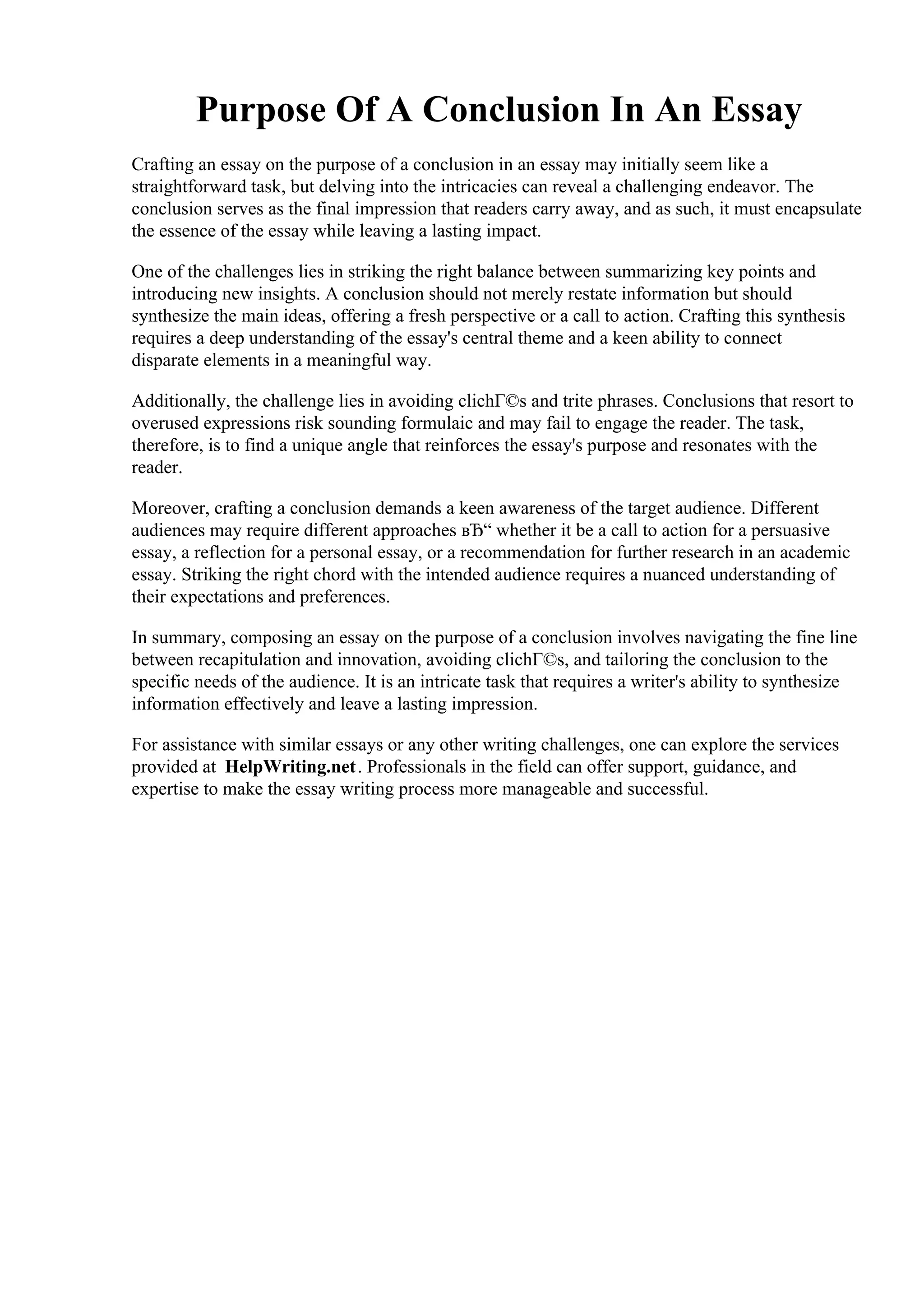 Purpose Of A Conclusion In An Essay.pdf