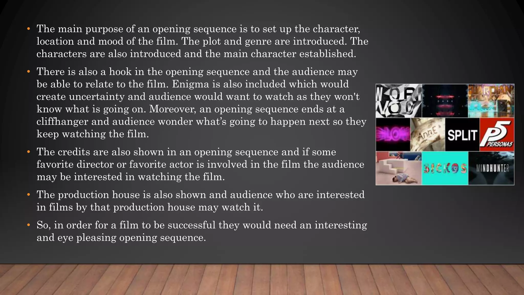 Purpose of an opening sequence | PPTX