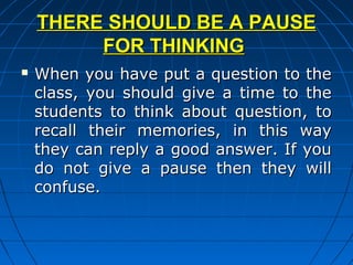 Purpose of asking question in the classroom | PPT | Educational ...