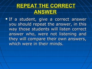 Purpose of asking question in the classroom | PPT