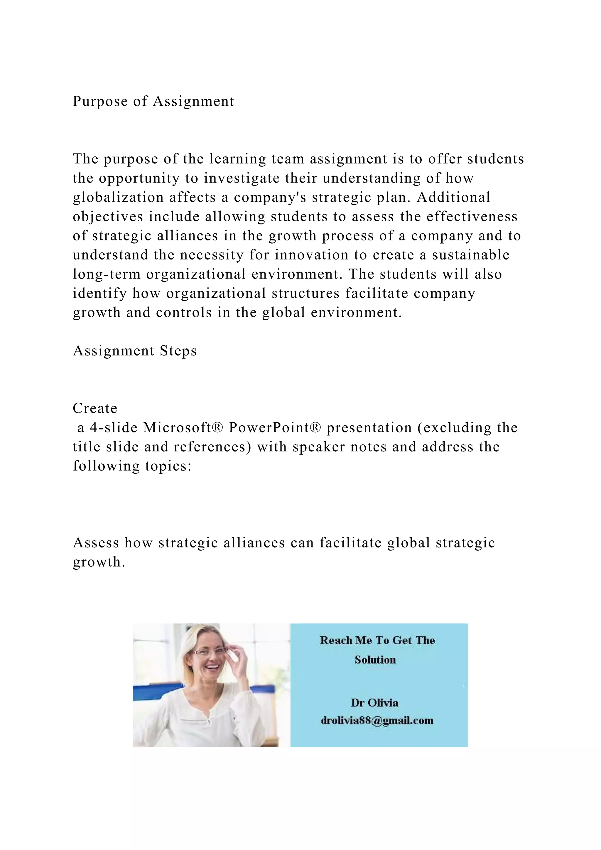 Purpose of AssignmentThe purpose of the learning team assignme.docx