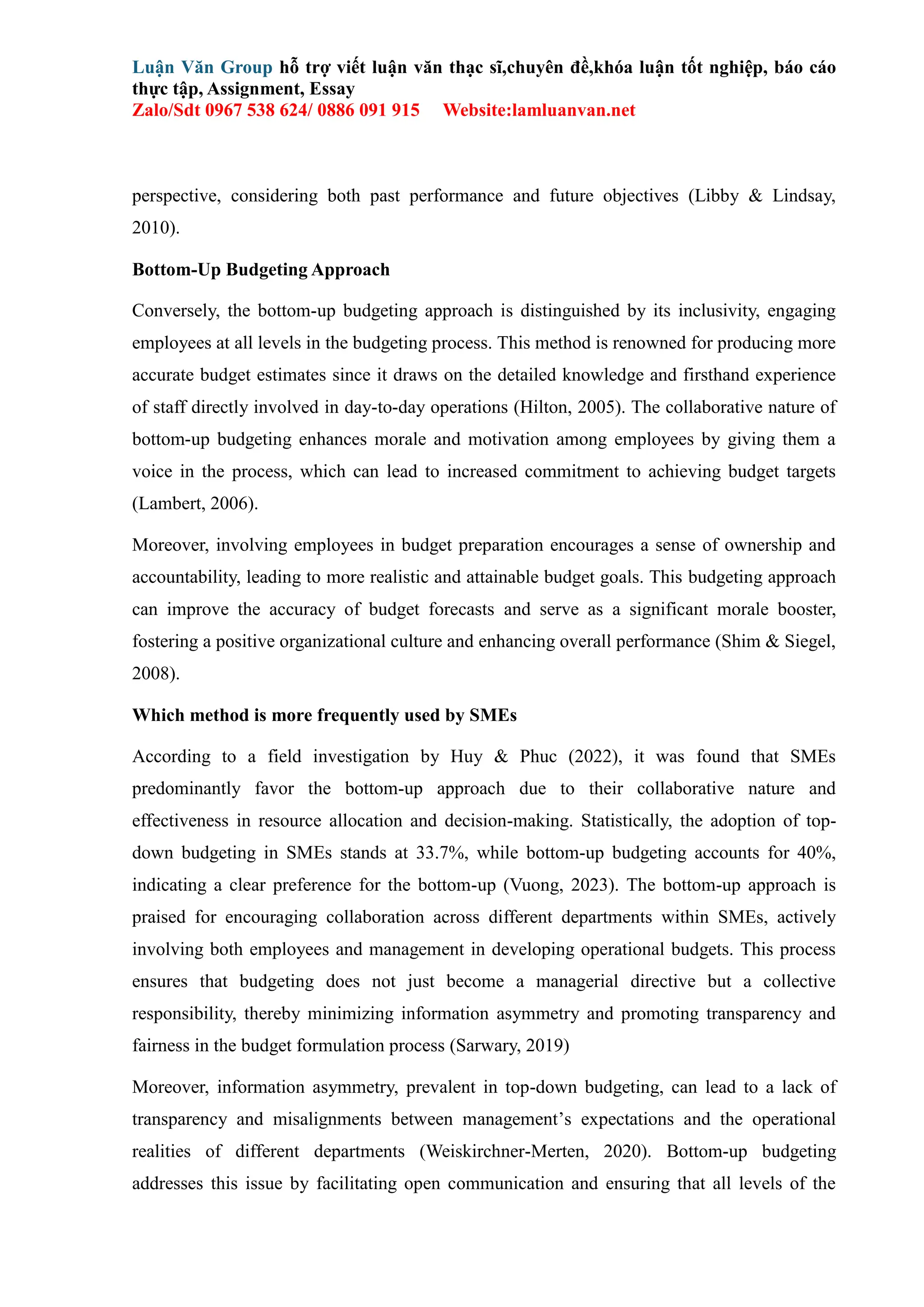 Tiểu luận: PURPOSE OF BUDGETING IN SME.docx