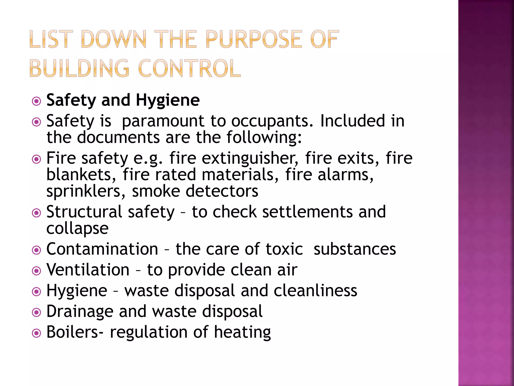 Purpose of building control | PPTX