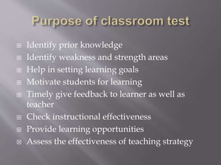 Purpose of classroom test | PPTX