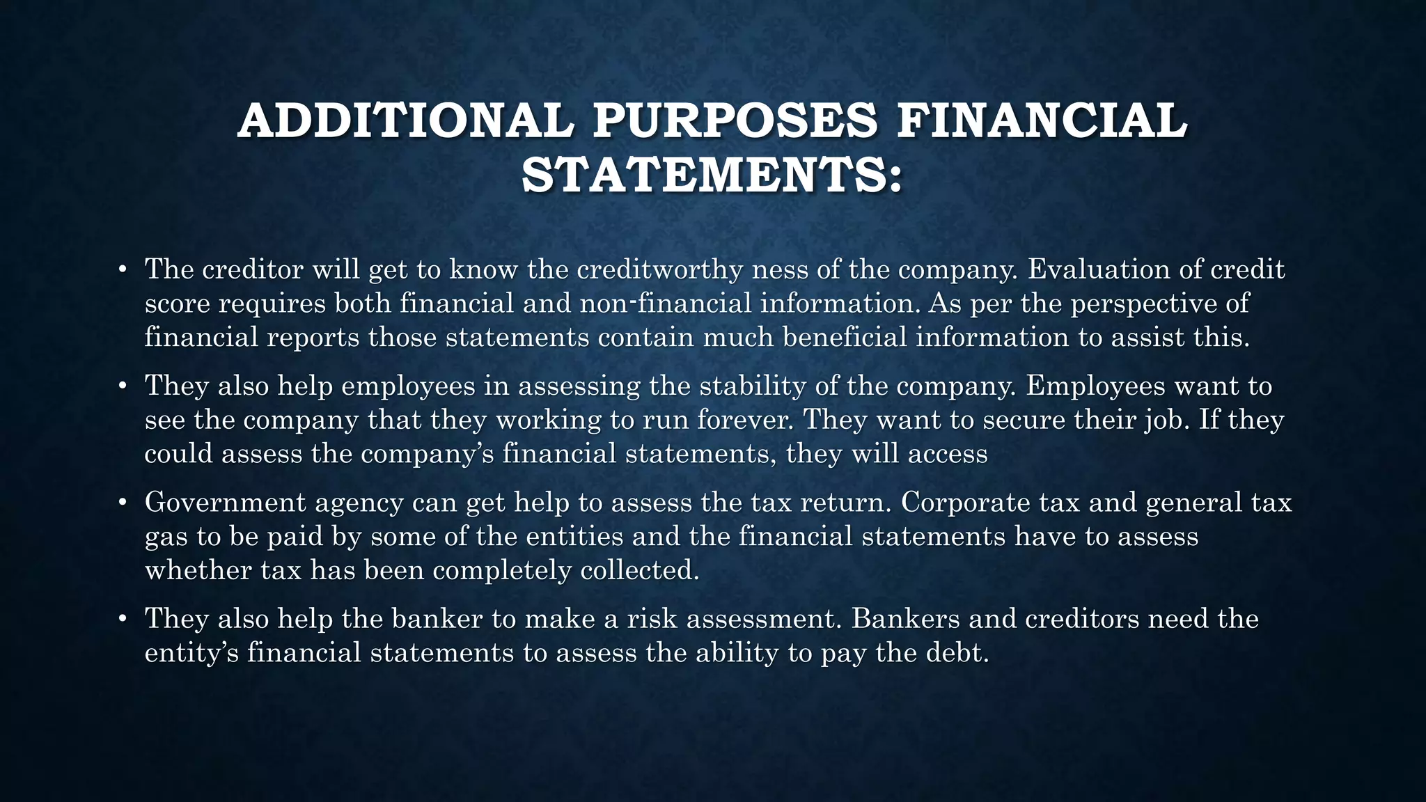 Purpose of financial statements | PPTX