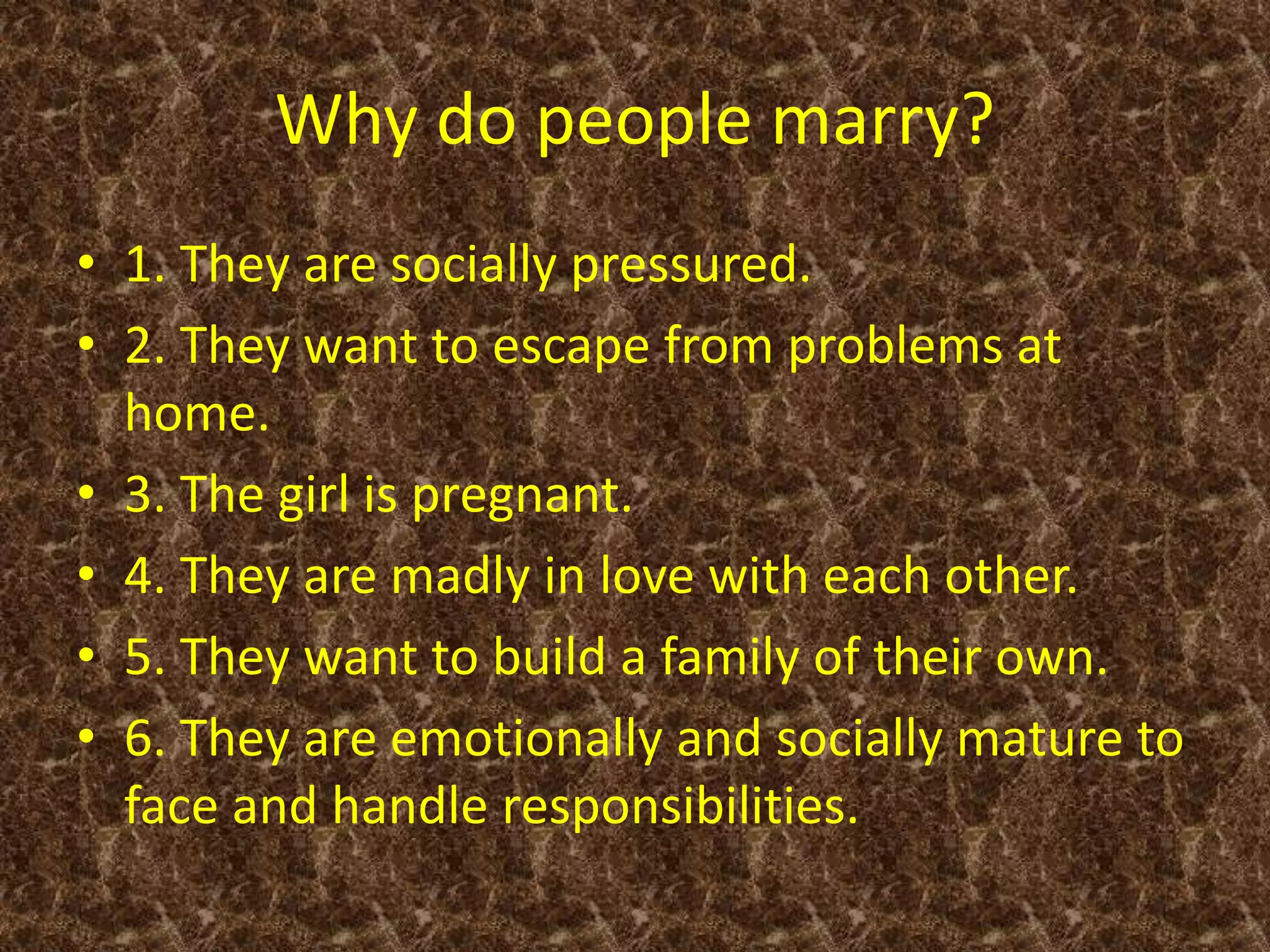 Purpose of getting married and have children | PPTX