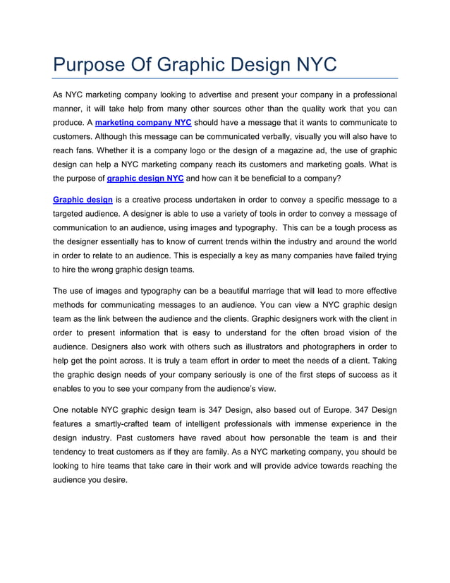 Purpose of graphic design nyc | PDF