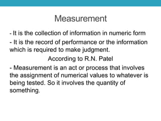 Purpose of measurement and evaluation | PPTX