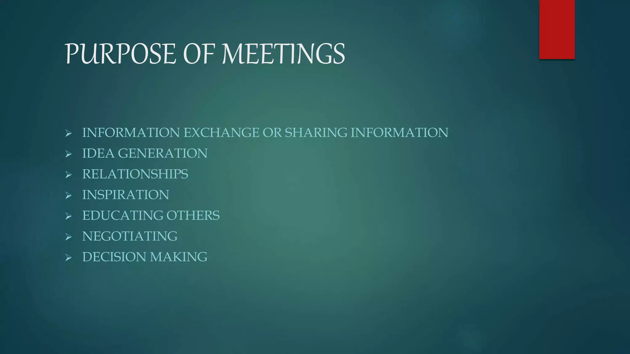 Purpose of meetings | PPTX