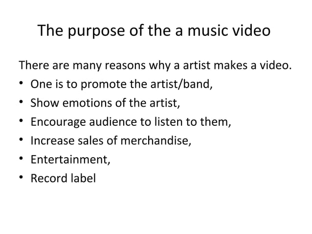 Purpose of music video | PPT