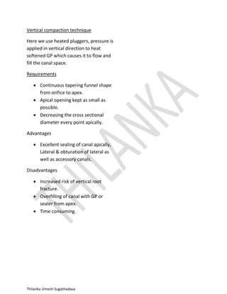 Obturation in endodontics | PDF