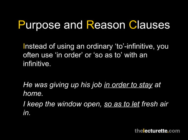 Purpose and reason clauses | PPT | Law