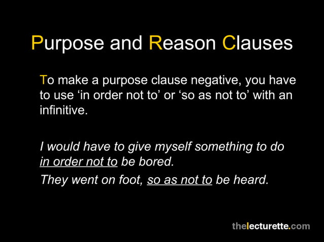 Purpose and reason clauses | PPT | Law