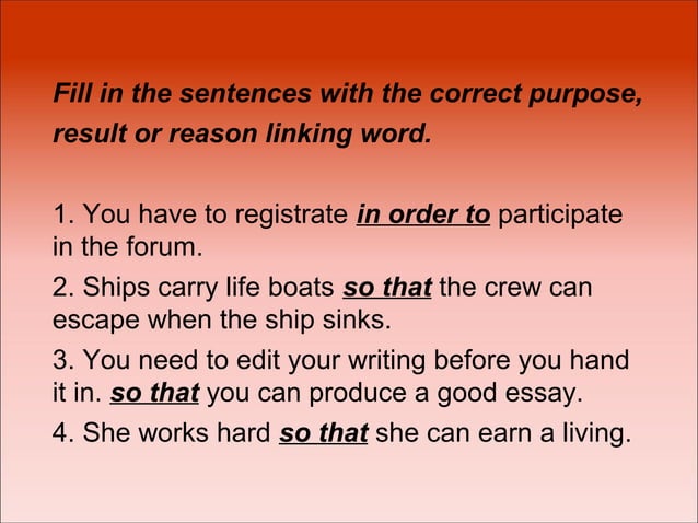 Purpose, Result and Reason clauses | PPT | Freelance Writing | Content ...
