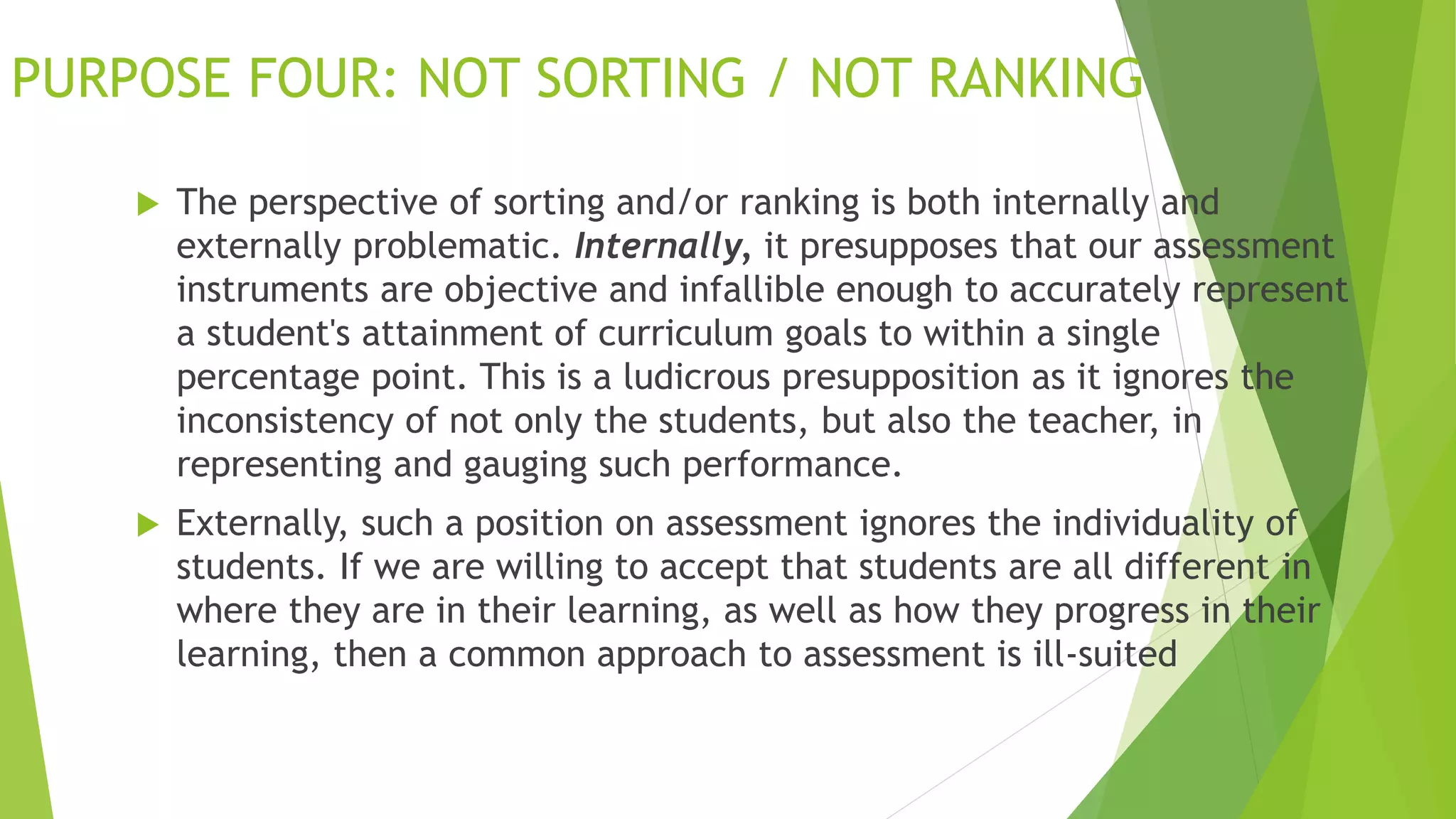 Purposes of assessment | PPTX