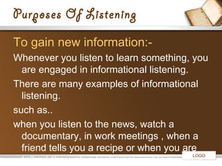Purposes of listening | PPT