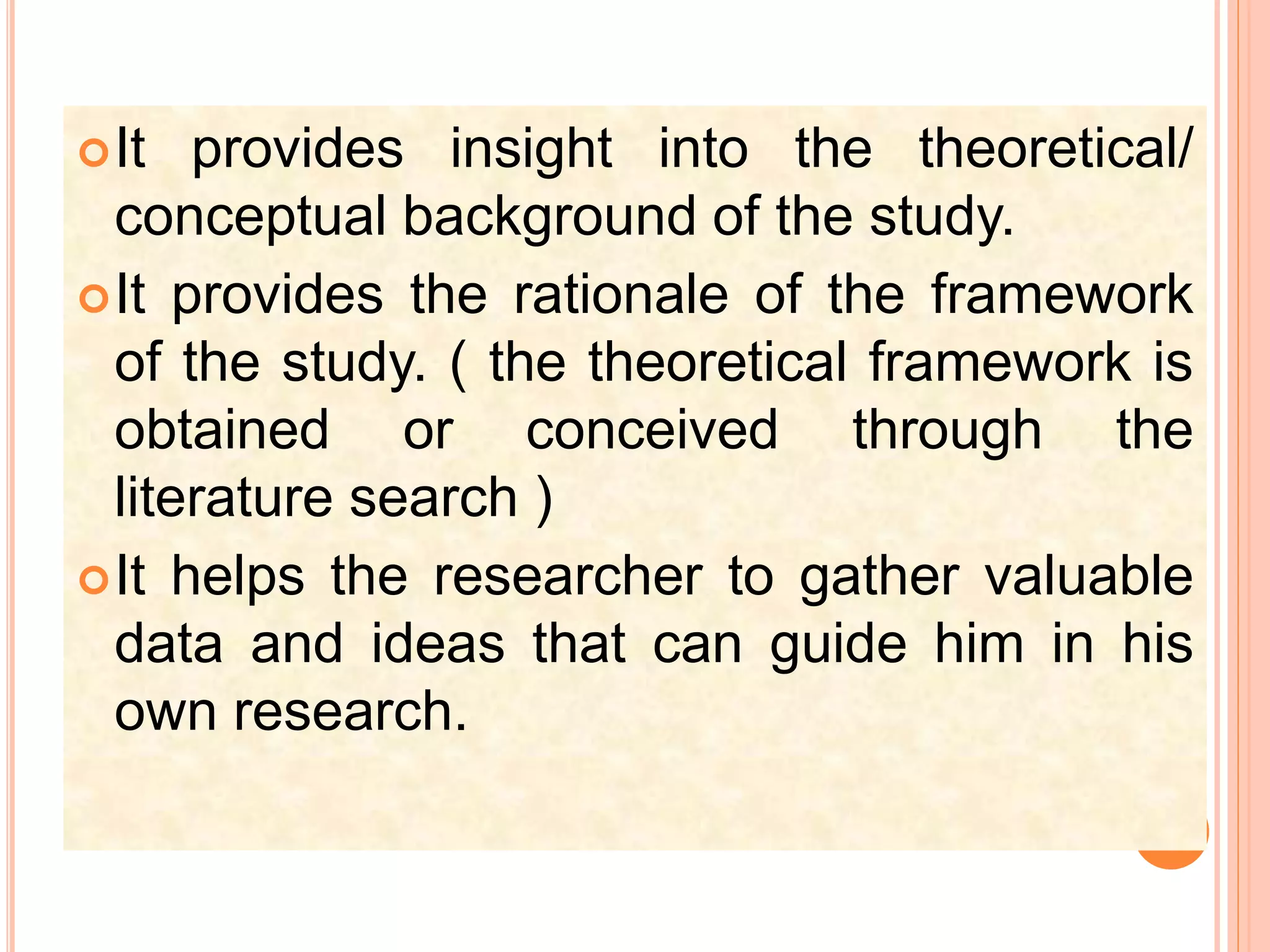 Purposes of the related literature and studies | PPTX