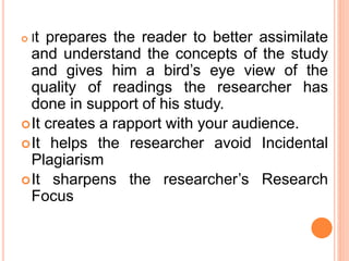 Purposes of the related literature and studies | PPTX