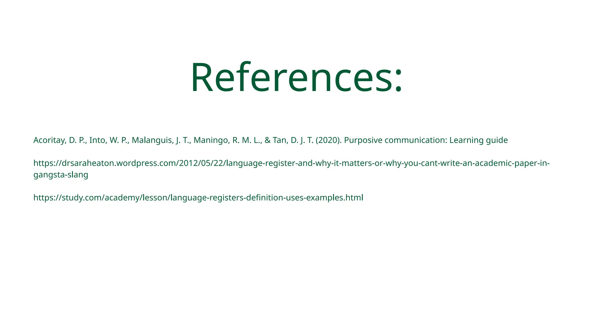 Purposive Communication Language Registers | PPTX