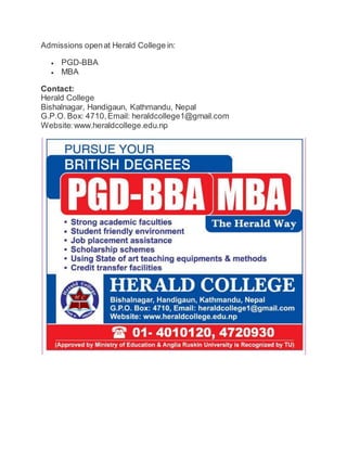 Pursue your British Degree at Herald College. | DOCX